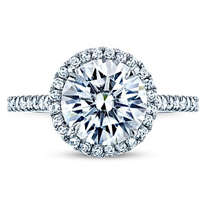 Kobelli Round Brilliant Forever One Moissanite Halo Engagement Ring 2 1/6 CTW 14k White Gold (DEF/VS, GH/I)