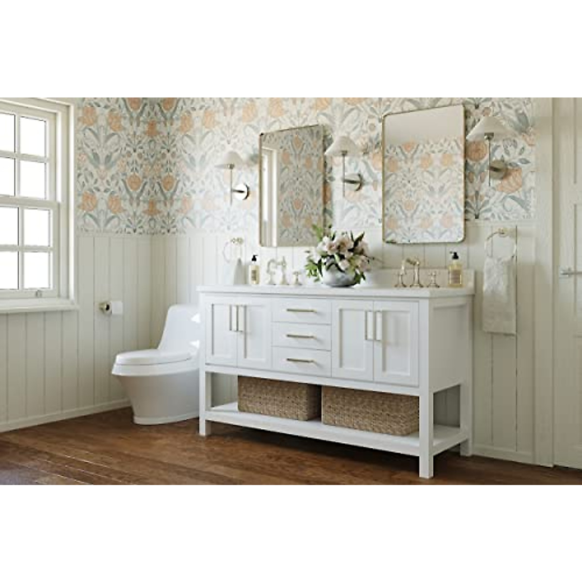 ARIEL Magnolia 60" Double Sink Base Cabinet in White