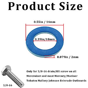 RadishGirls 12PCS Lower Unit Drain Plug Gasket, 3/8-16 Oil Drain Plug Crush Washers for Most Mercury/Mariner Outboards and Mercruiser 12-19183-3 12-19183Q02 12-19183K02 18-2244