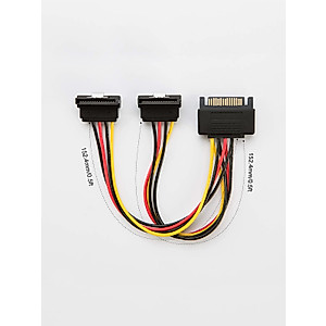 CableCreation SATA Power Cable, [2-Pack] 6-Inch SATA 15 Pin Male to 2xSATA 15 Pin Down Angle Female Power Splitter Cable