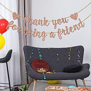 Helewilk Thank You for Being a Friend Banner, Girls Party Decorations, Thank You Party Banner, Friends Birthday/Anniversary/Graduation Party Hanging Decor Supplies