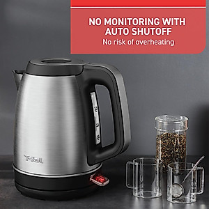 T-fal Element Stainless Steel Electric Kettle 1.7 Liter, Fast boiling 78 sec, Easy to use, Easy lid opening, 1500 Watts, Removable Anti-Scale Filter, Precision Pouring, Silver and Black