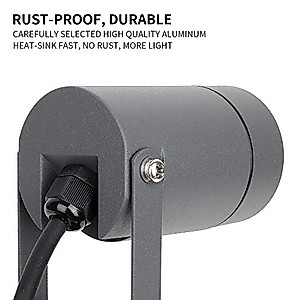 DAWALIGHT Outdoor Spot Light, Landscape Lighting 6W Spotlight for Yard, Replaceable GU10 Bulb 110V 3000K IP65 Waterproof, Aluminum, 5ft Cable Garden Patio Driveway House