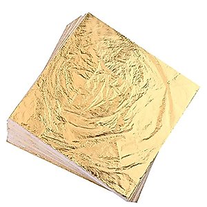 100pcs Imitation Gold Leaf for Arts, Gilding Crafting, Painting, Furniture Decoration, Imitation Gold Foil Sheets 5.5" x 5.5" (Gold-100pcs)