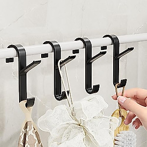 niffgaff 6 Pcs Metal Over The Door Hooks Bathroom Robe Towel Hooks Over Rod Rail Towel Holder, Shower Hooks, Heated Towel Radiator Hook, S Hooks for Rack Shelf Closet Hooks for Hanging, Rustproof