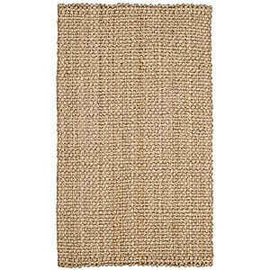 SAFAVIEH Natural Fiber Collection Accent Rug - 2'3" x 5', Natural, Handmade Basketweave Jute, Ideal for High Traffic Areas in Entryway, Living Room, Bedroom (NF401A)