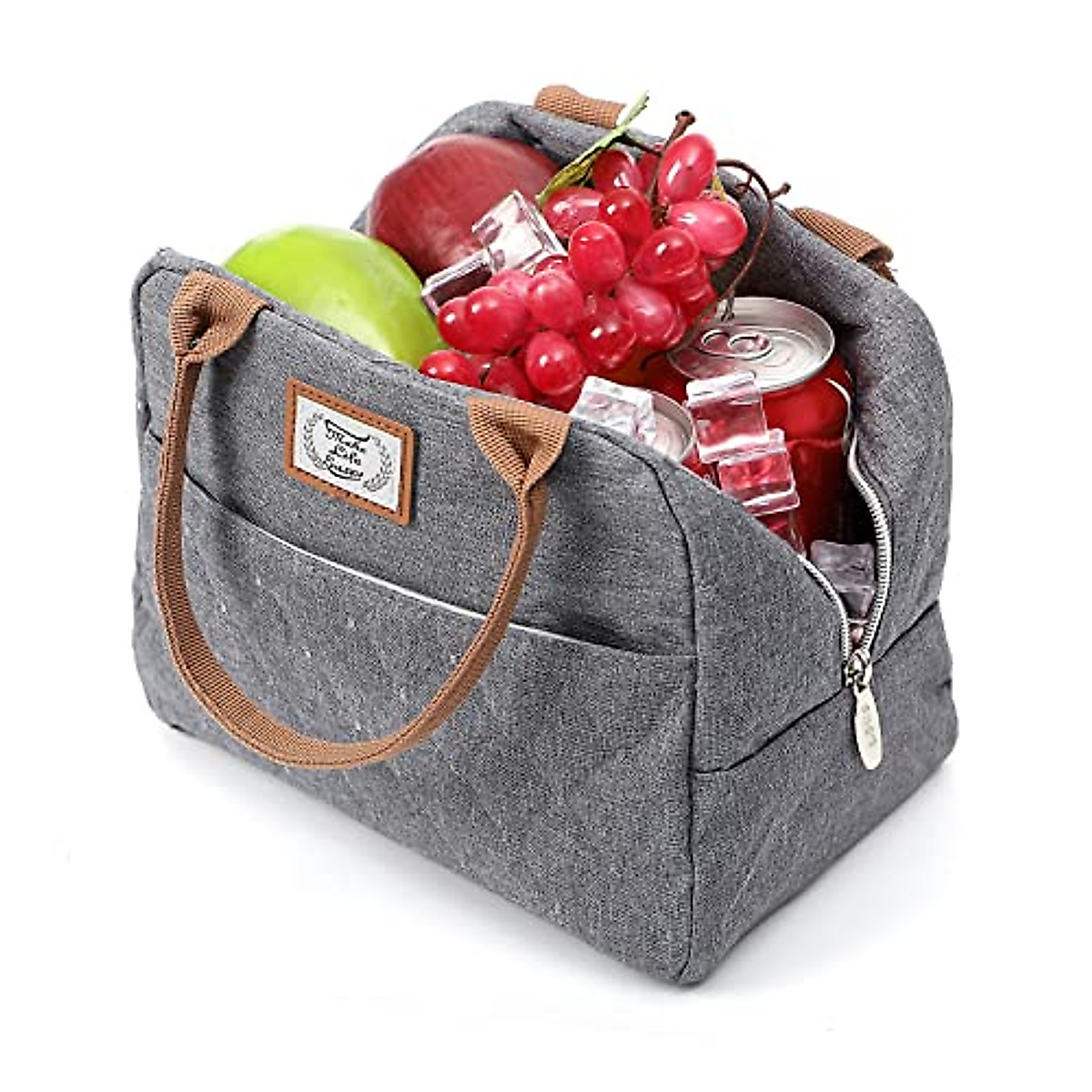 Lekesky Lunch Bag for Women Lunch Box Insulated Cute Lunch Tote Bag Leakproof Lunchbox for Adult Work, Grey