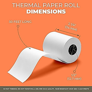 Thermal Credit Card Paper Rolls Printer Paper Receipts 2 1/4" X 50' for Popular Credit Card Machines POS and Cash Registers BPA Free 50 Rolls (CORE 50 Rolls)