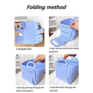 Wycoroy Storage Baskets Collapsible Felt Storage Bin Set, Organizer with Carry Handles, Storage Box for Shelves, Clothing, Books, Shoes,Toys (Beige, Lagge)