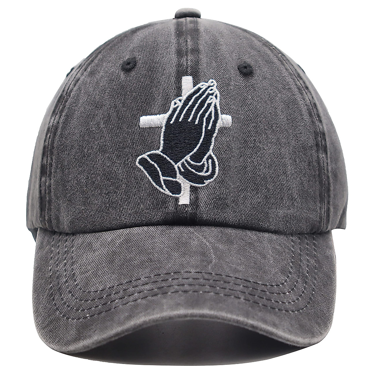 Jesus Praying Hands Cross Hat, Christian Gifts for Men Women, Adjustable Embroidered Dad Baseball Cap