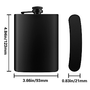 Hip Flasks for Liquor for Men 8 oz 12 Bulk with Funnel Set Black Matte Metal Stainless Steel for Drinking Whiskey Alcohol Groomsmen (Black Matte Cap)