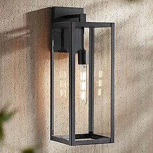 John Timberland Titan Modern Industrial Outdoor Wall Light Fixture Mystic Black Metal 20" Clear Glass Damp Rated for Exterior House Porch Patio Outside Deck Garage Yard Front Door Garden Home