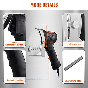 VEVOR Electric Shawarma Knife, 80W Professional Turkish Kebab Knife, Commercial Stainless Steel Gyro Cutter, Doner Kebab Meat Slicer with 2 Blades, Φ4/100mm Blade Diameter, 0-8mm Adjustable Thickness