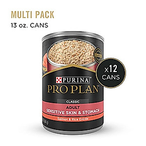 Purina Pro Plan Sensitive Skin and Stomach Dog Food Pate, Sensitive Skin and Stomach Salmon and Rice Entree - (12) 13 oz. Cans