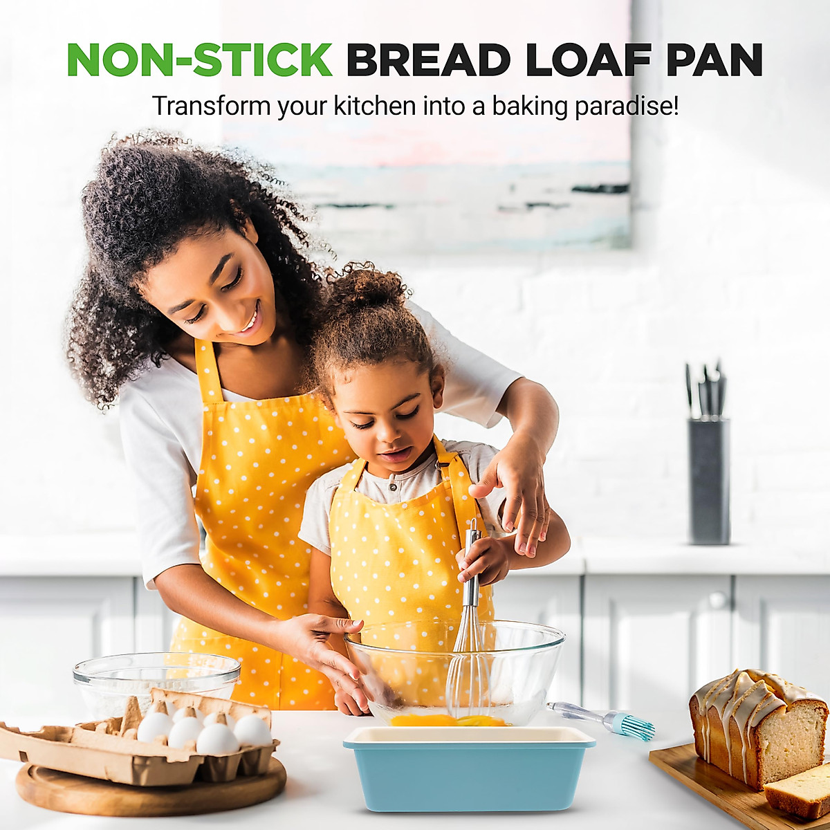 NutriChef 9-inch Ceramic Bread Loaf Pan, Non-Stick Coated Layer Surface, Great for Food Preparation, Serving, Pastry Dessert Baking