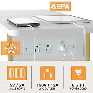 Yenlure Side Table Night Stands End Table with Charging Station Drawers Small Nightstand Bedroom Narrow Nightstand for Small Spaces Nightstand White