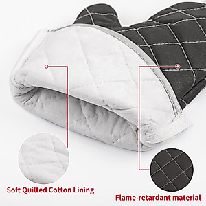 Oven Mitts Flame Retardant Mitts Heat Resistant to 425° F 15 Inch Black Color 2-Pack