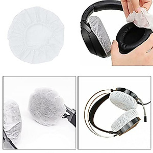 100pcs White Disposable Headphone Covers, Non-Woven Earpad Cover for Most On Ear Headphones 3.15" (8cm)