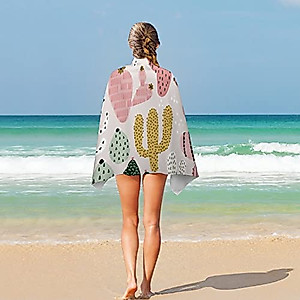 My Little Nest Bath Towels Soft Absorbent Bathroom Towel Colorful Cactuses Hand Drawn Quick Dry Bath Towel Large Shower Towels Lightweight Hand Towels 31" x 51"