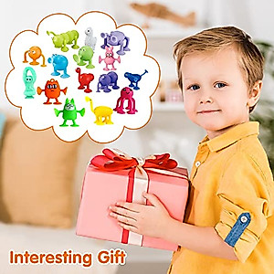 Bath Toy Set- 16 Pcs Slicone Sucker Toys for Kids, Sensory Toys for 3 4 5 6 7 Year Old Boys Girls Stress Release Toys Travel Toys, Suitable for Interactive Toys, Suitable for Parties, Bathrooms