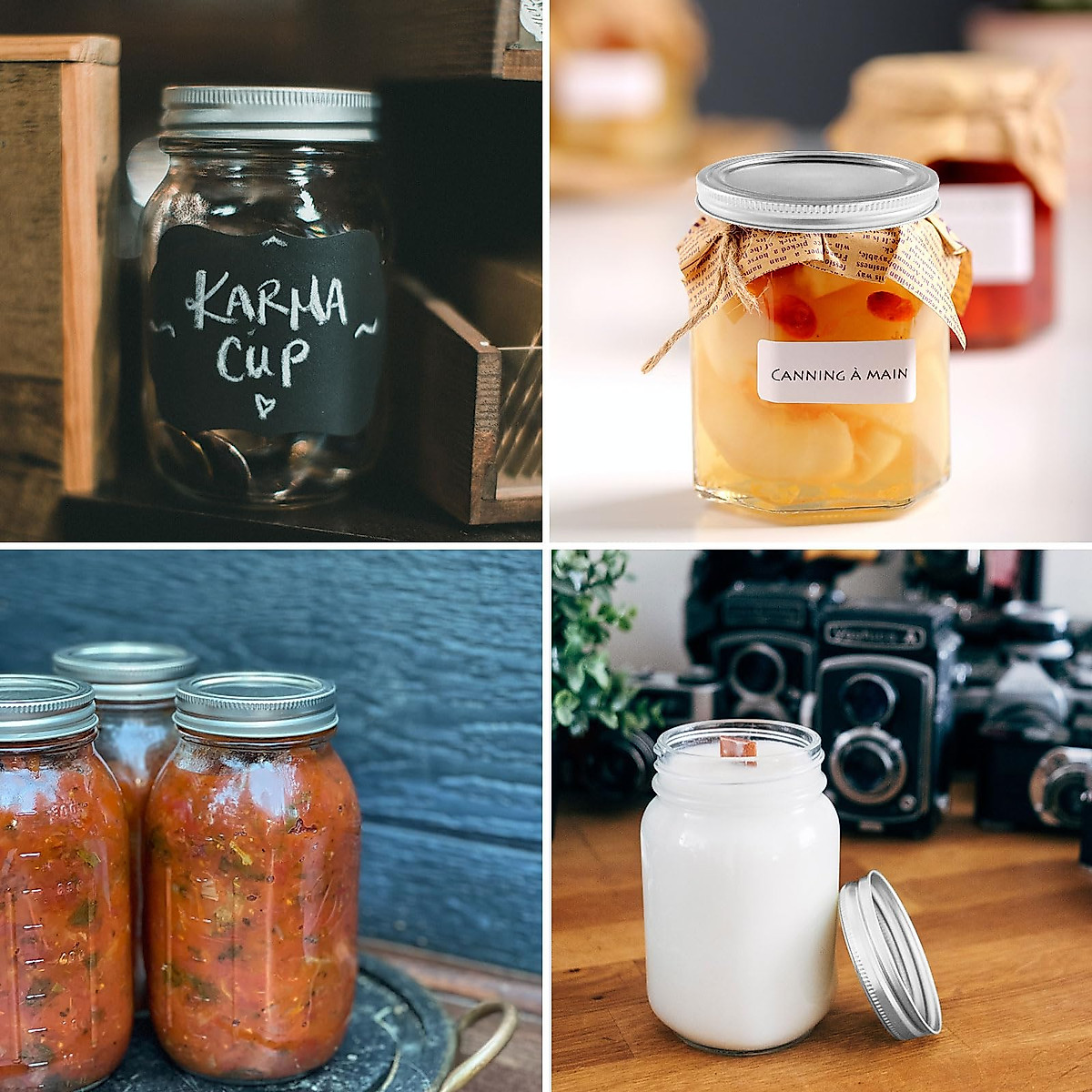 Mason Jar Lids Regular Mouth, aluminum lids for mason jar regular mouth split-type lids leak proof and secure canning jar caps(24PCS)