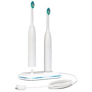 Galvanox Dual Toothbrush Charger for Philips Sonicare Electric Toothbrushes - Replacement for HX6100 Works with Protective Clean 4100, 6100, Kids Models & More (Waterproof Charging Base) 2-in-1