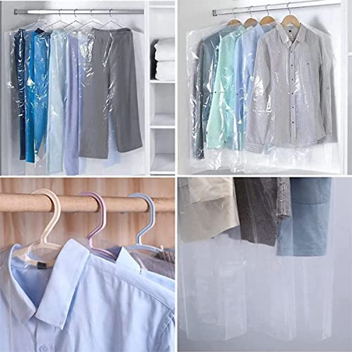 ZMDREAM Plastic Garment Bags Transparent Clothing Cover for Dresses and Suits Dry Cleaner Covers Pack of 50 (23Wx35L)