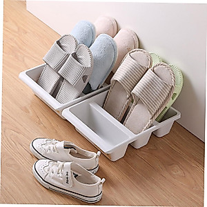 Cabilock 2pcs Storage Shoe Tray, Plastic Shoes Rack, Space-saving Shoe Organizer, No Assembly Required, Multifunctional