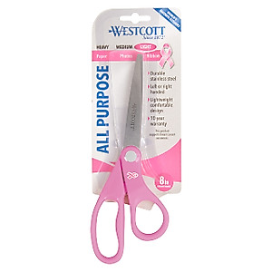 Westcott 15387 8" Pink Ribbon Stainless Steel Scissors, 8 W in