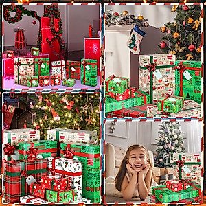 24 Pieces Christmas Gift Boxes with Lids and Red Bows Christmas Gift Wrap Boxes Holiday Present Box 4 Sizes Gift Boxes Shirt Box for Wrapping Xmas Holiday Present