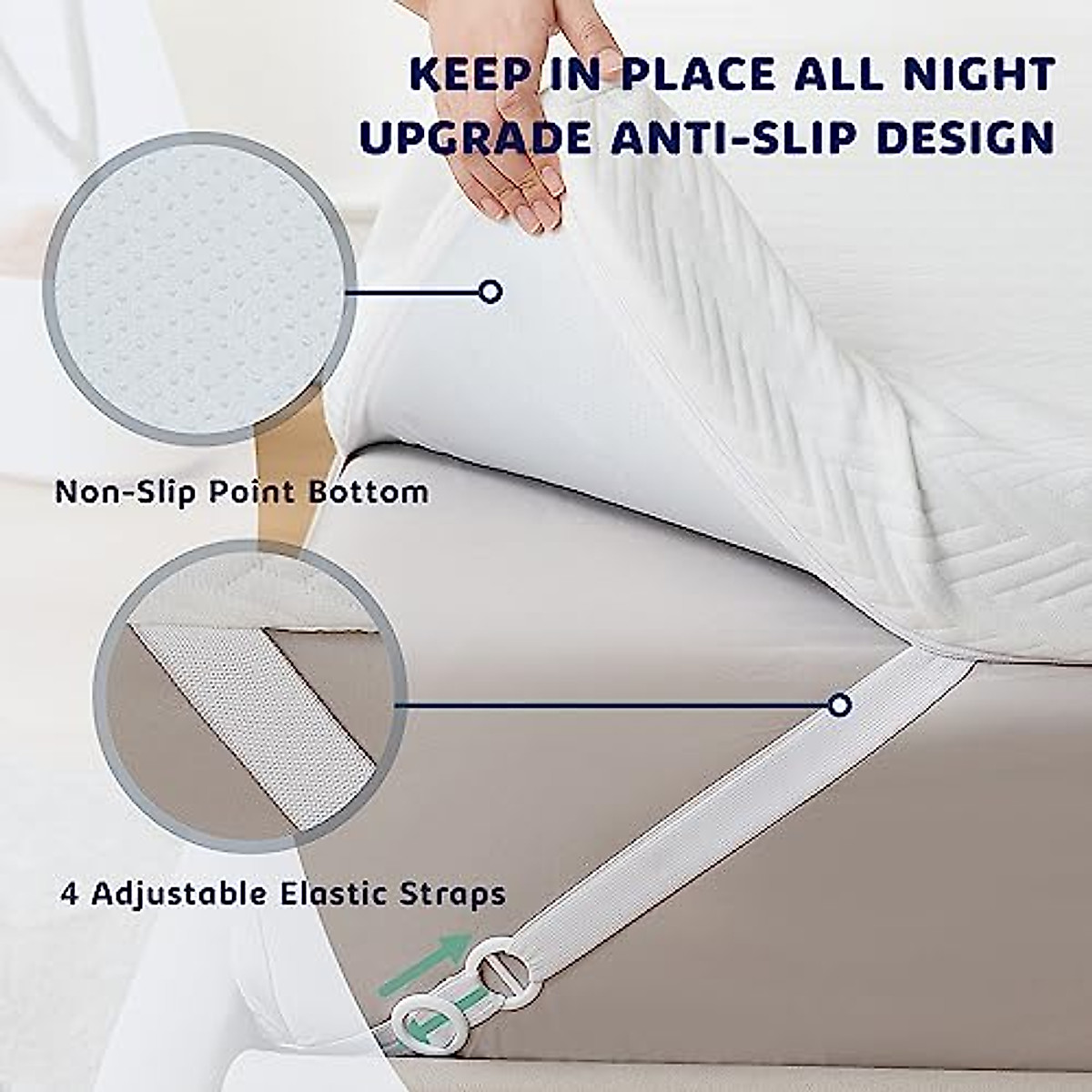 Homemate Memory Foam Mattress Topper Queen, 3 Inch Gel Cooling Mattress Pad High Density Foam Firm Mattress Topper, Soft Pressure Relieve Bed Topper CertiPUR-US, Non-Slip Removable & Washable Cover