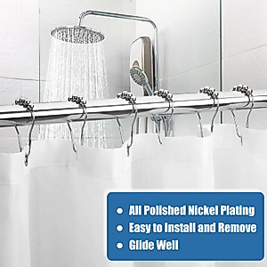 Shower Curtain Hooks Rings for Bathroom - 12 Pcs Stainless Steel (Silver Pear-Shape)