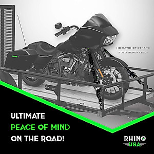 Rhino USA Soft Loop Motorcycle Tie-Down Straps (4PK) - 10,427lb Max Break Strength 1.7" x 17" Heavy-Duty Tie Downs for use w/Ratchet Strap (Black 4-Pack.)