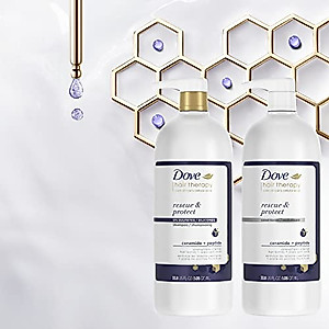 Dove Rescue and Protect Shampoo, 33.8 fl oz - Sulfate Free Shampoo for Damaged Hair, Strengthens Hair, Seals Split Ends, Nourishes for Soft, Smooth, Healthy-looking Hair