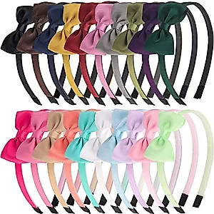 XIMA 20pcs Bows Headbands for Girls,Ribbon Hair Bow with Head bands for Kids Toddlers Children Hair Accessories