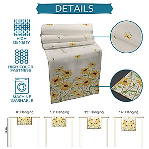 Spring Floral Table Runner 72 Inches Long Farmhouse Dress Scarves, Yellow Daisy Summer Botanical Rustic Linen Texture Dining Tablerunner for Coffee Table/Party/Kitchen Island Décor, 13" x 72"
