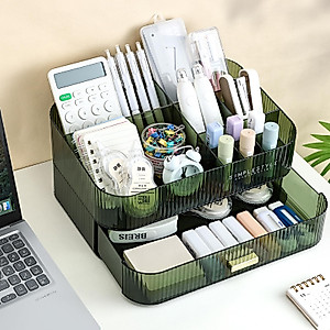 Makeup Organizer with Drawer, Large Capacity Countertop Organizer for Vanity, Bathroom and Bedroom Desk Cosmetics Display Case for Lotions, Brushes, Perfumes, Eyeshadow, Lipstick and Nail Polish