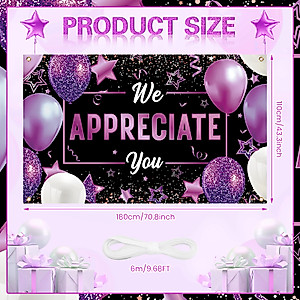 We Appreciate You Banner Thank You Banner Pastor Appreciation Decorations Banner Thank You For All You Do Backdrop Employee Appreciation Gifts Staff Retirement Appreciation Party Decor (Purple Black)