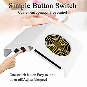 Nail Dust Collector for Acrylic Nails, 40W Nail Dust Fan Nail Cleaner for Manicure - Nail Vacuum Cleaner Powerful Dust Extractor Nail Duster Collector with Leather Nail Arm Rest Pad (White)