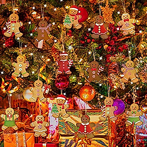 36pcs Christmas Wooden Gingerbread Man Ornaments Gingerbread Wood Ornament Ginger Man Christmas Tree Hanging Decorations Gingerbread Figurines Pendant Presents for Xmas Home Party Favor Supplies