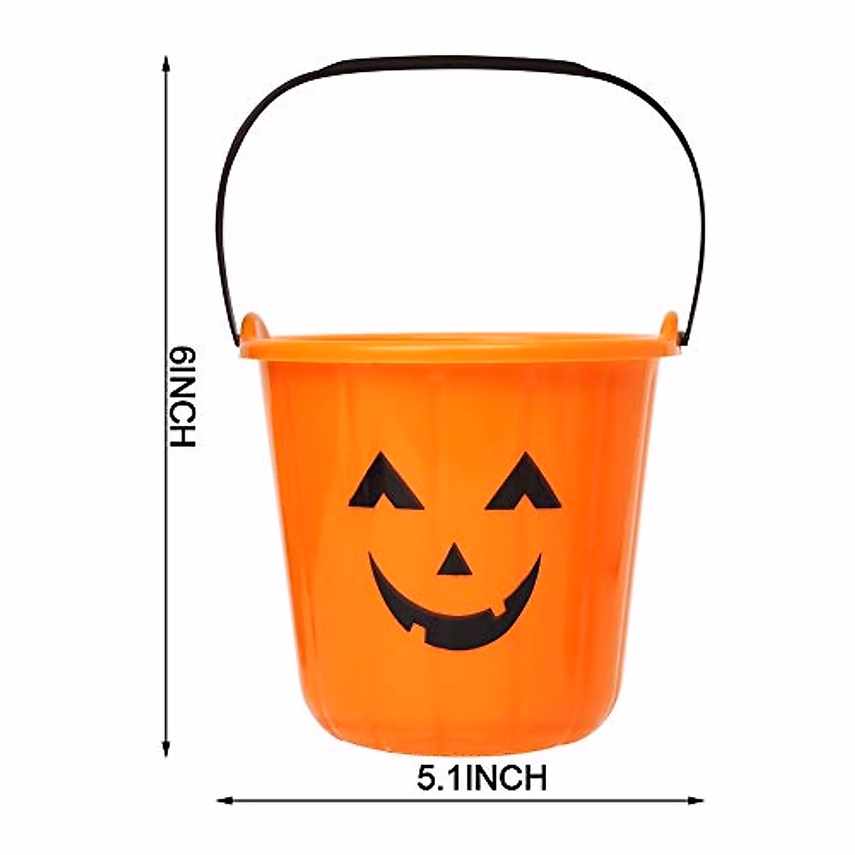 Triumpeek Halloween Pumpkin Trick Treat Bucket, Set of 6 Halloween Jack O Lantern Pails, Trick or Treat Bucket, Portable Plastic Candy Pumpkin Pails