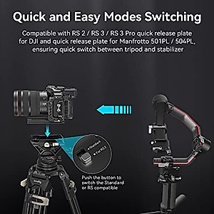 SmallRig Fluid Video Head with Quick Release Plate, Universal Bubble Level Tripod Fluid Head for Mirrorless, Video Cameras and DSLRs, Compatible with Gimbal Plate for DJI RS Series, DH-01-3985