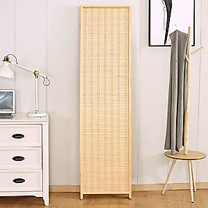Corelax Room Divider Privacy Screen with Natural Bamboo,4-Panel 5-Panel 6-Panel Folding Privacy Screens,Freestanding Room Divider