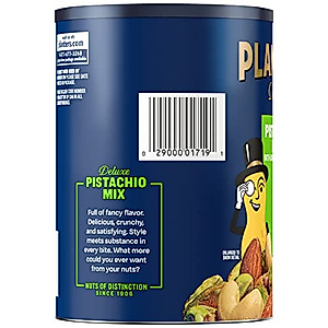PLANTERS Deluxe Pistachio Mix, 1.15 lb. Resealable Canister - Deluxe Pistachio Mix: Pistachios, Almonds & Cashews Roasted in Peanut Oil with Sea Salt - Kosher, Savory Snack