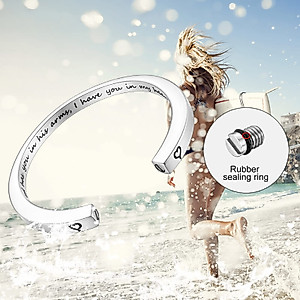 Dletay Urn Bracelet for Ashes Cremation Bracelet Memorial Ashes Bracelet Cuff Bangle Bracelet-God has you in his arms, I have you in my heart