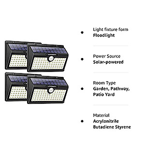 URPOWER Solar Lights, 78 LED Solar Motion Sensor Lights Outdoor Waterproof Solar Powered Security Light Motion Activated Auto On/Off Solar Wall Lights for Patio Deck Yard (Cool White, 4 Pack)