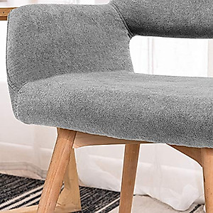 Aaron Living Set of 1 Dining Room Chair Fabric Modern Dining Chairs Living Room Chairs with Solid Wood Leg (Gray, Set of 1)
