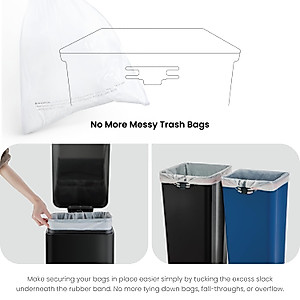 Home Zone Living 13 Gallon Slim Dual Compartment Kitchen Trash Can, Stainless Steel, Step Pedal, 50 Liter, Black