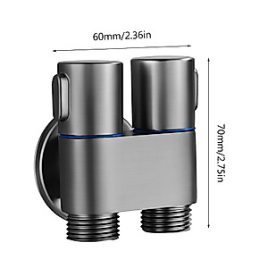 Nawwgy Brass 3-Way Filling Angle Wall Mount One Into Two Out Water Toilet Faucet Bidet Sprayer for Bathroom Accessories, Gray