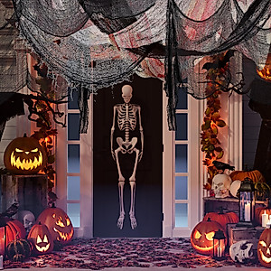 3Pcs Halloween Creepy Cloth 144x31 Inches Spooky Halloween Gauze Cheesecloth Halloween Party Decorations Supplies Indoor Outdoor Wall Yard Patio Decor(Black, White, Blood Red)